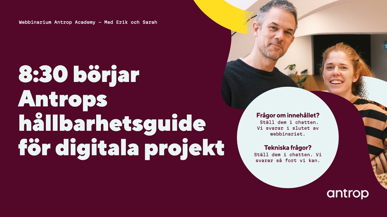 Se inspelning av Antrops hållbarhetsguide för digitala projekt - Antrop